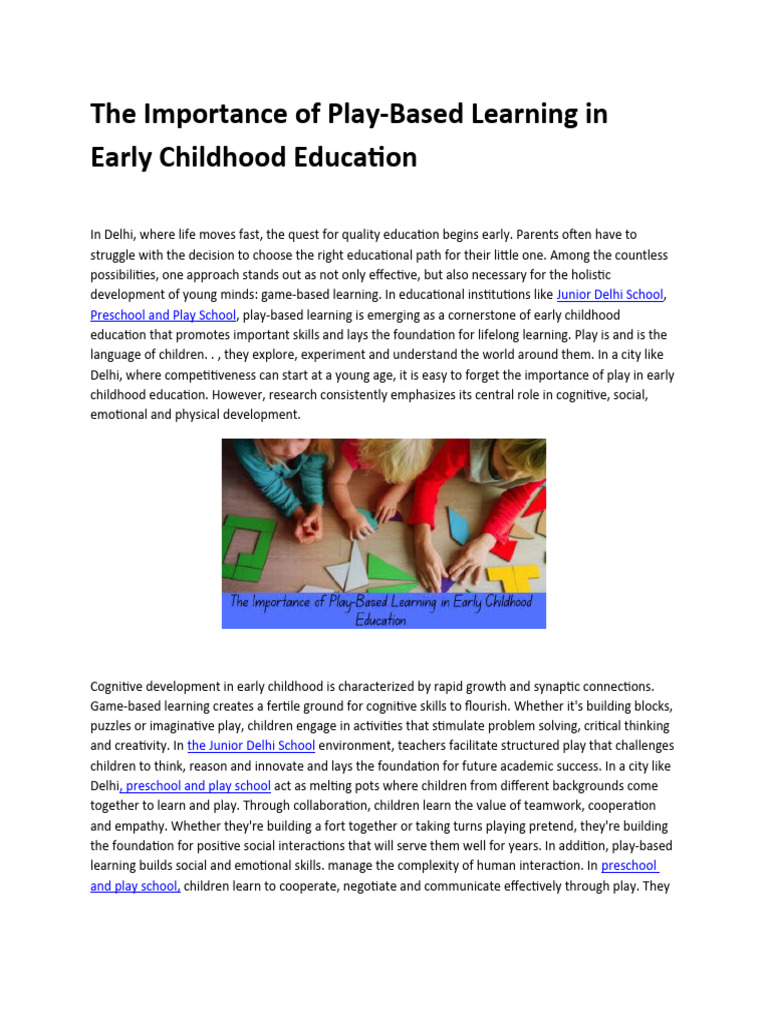 The Importance of Play (Final) PDF | PDF | Preschool | Early Childhood ...