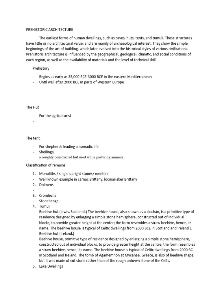 Prehistoric Architecture | PDF | Paleolithic | Tent