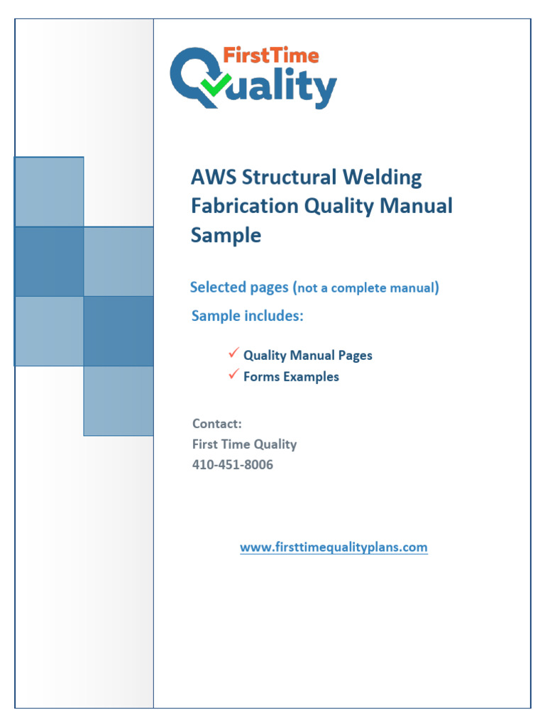 AWS Structural Welding Fabrication Quality Manual Sample | PDF ...
