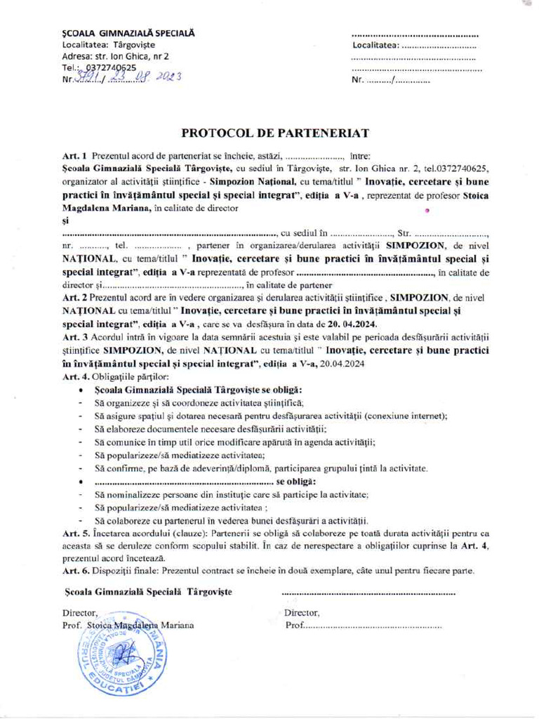 Acord Parteneriat Simpozion | PDF