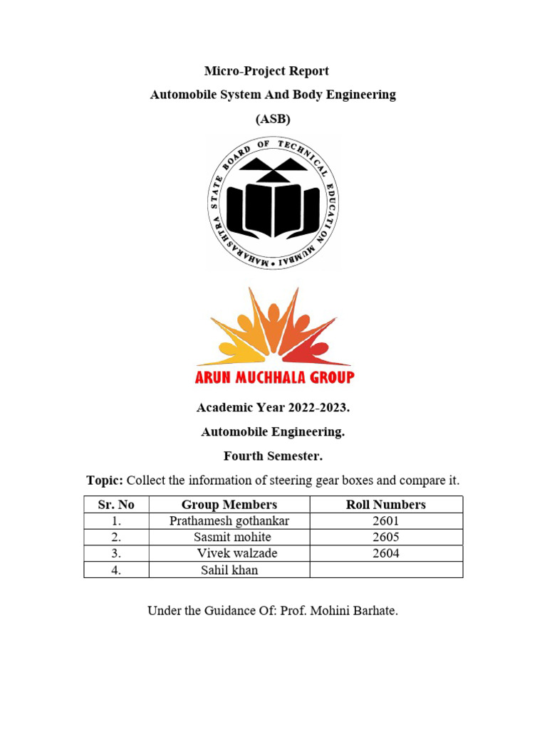 Asb Report | PDF | Gear | Steering