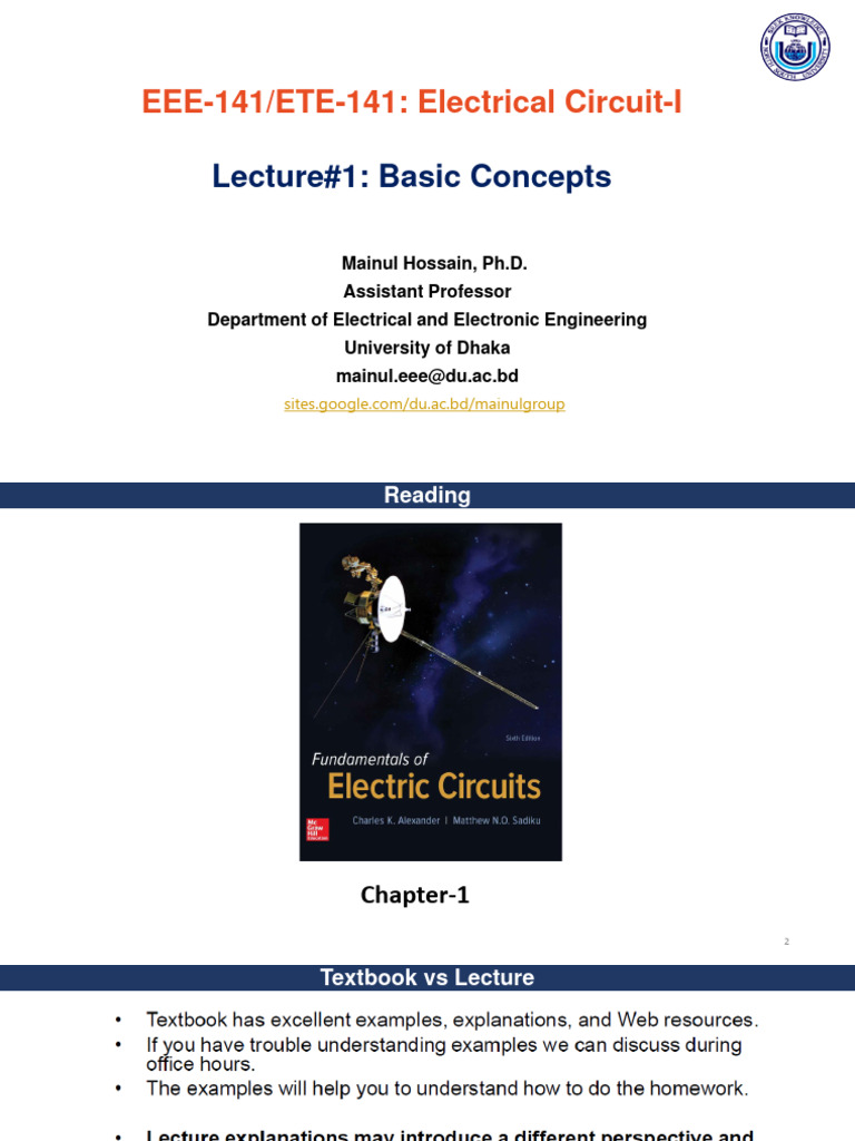 (EEE-141) Lecture-1 (Basic Concepts) | PDF