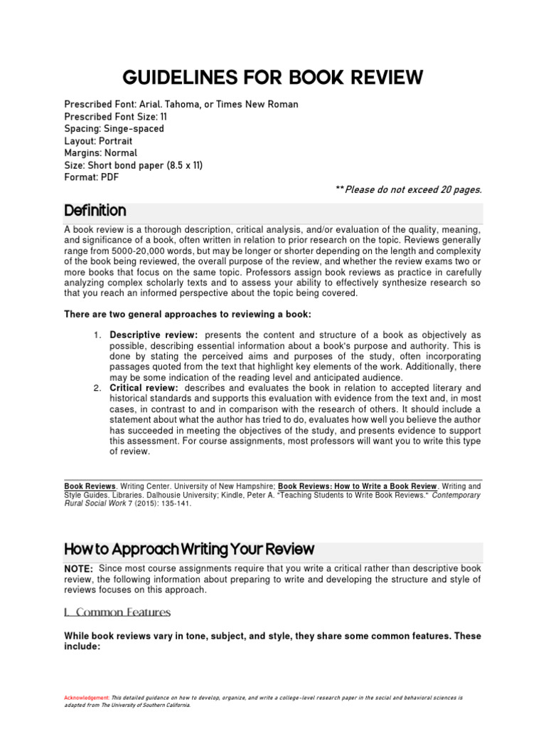 GE 3 - Book Review Guidelines | PDF | Books