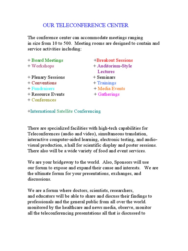 Our Teleconference Center | PDF