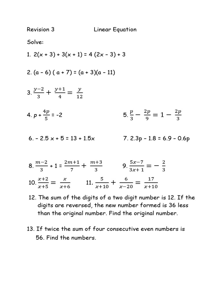 Revision 3 M2 | PDF | Algebra | Elementary Mathematics