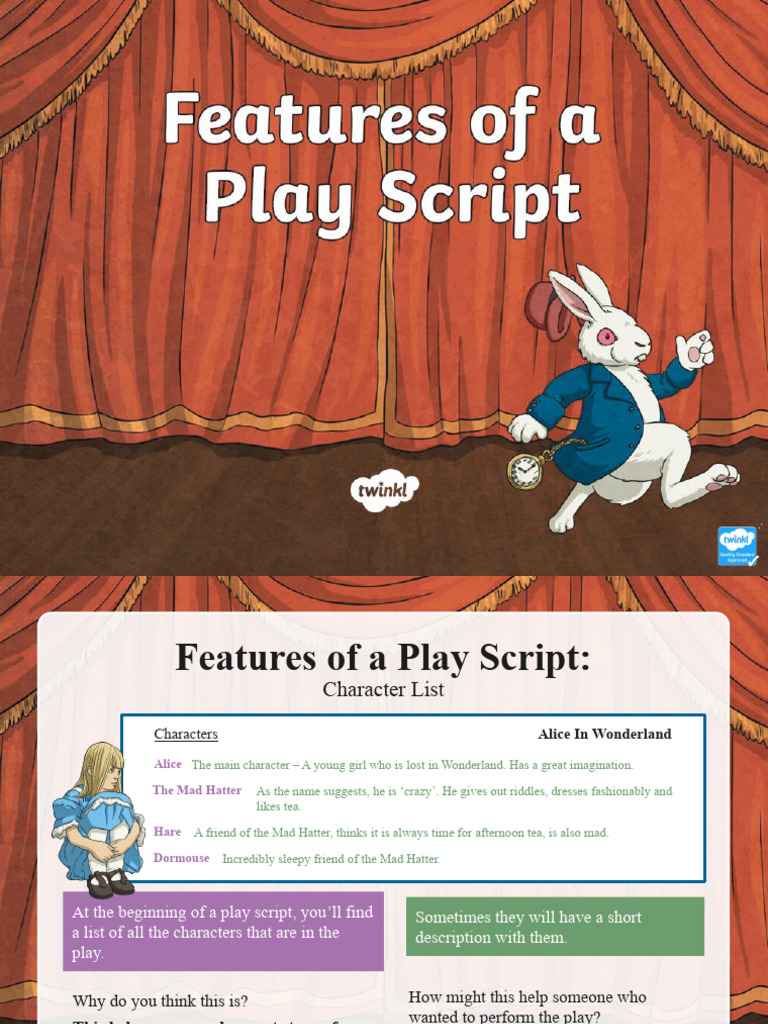 Features of A Play Script . | PDF | Alice's Adventures In Wonderland