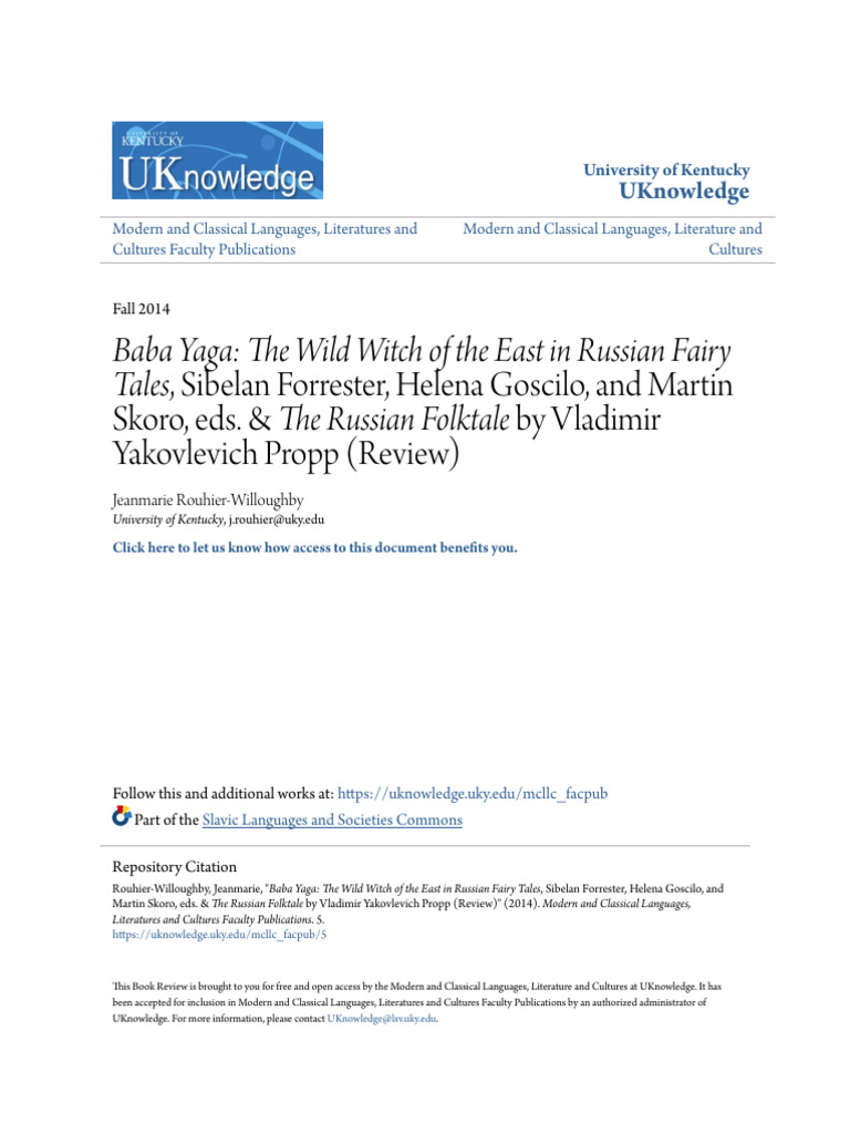 Baba Yaga The Wild Witch of The East in | PDF | Legends | Folklore