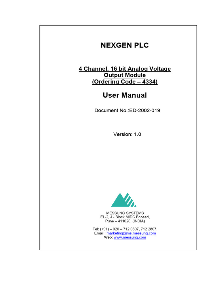 ED-2002-019 4channel 16bit Analog Voltage Output Module (4334 | PDF ...