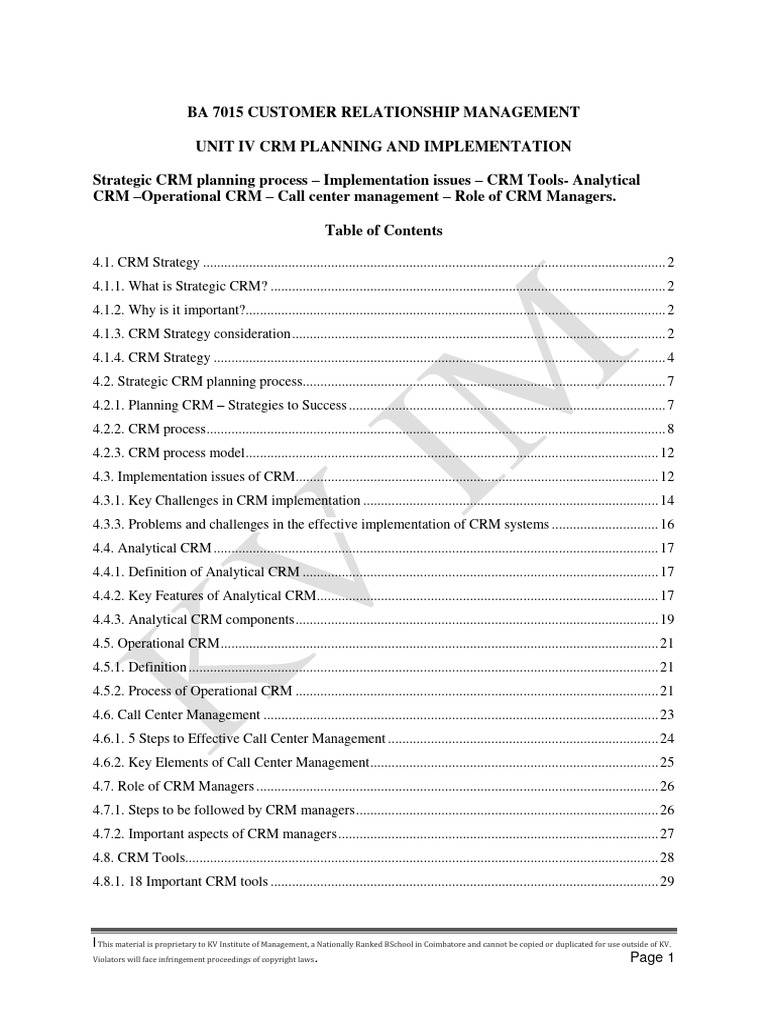 CRM UNIT- 4 | PDF | Customer Relationship Management | Analytics