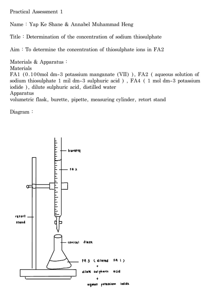 Practical Assessment 1 | PDF | Titration | Chemistry