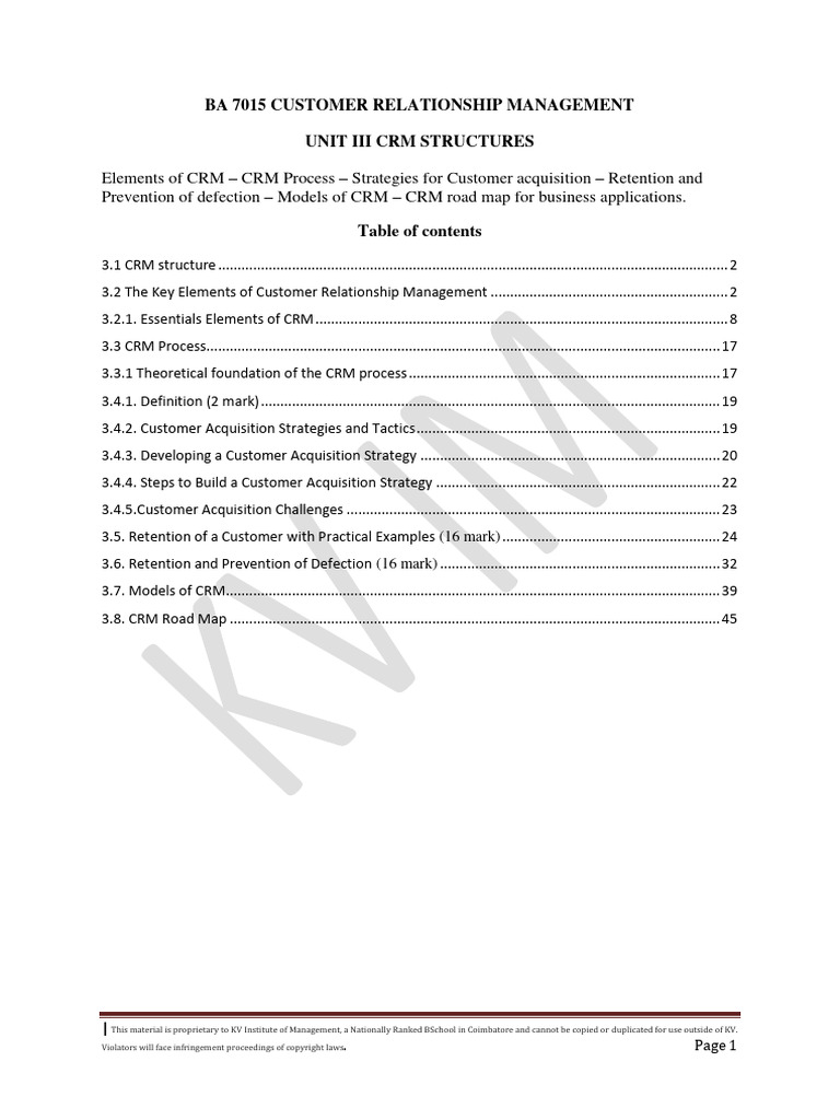 CRM Unit-3 | PDF | Customer Relationship Management | Mergers And Acquisitions