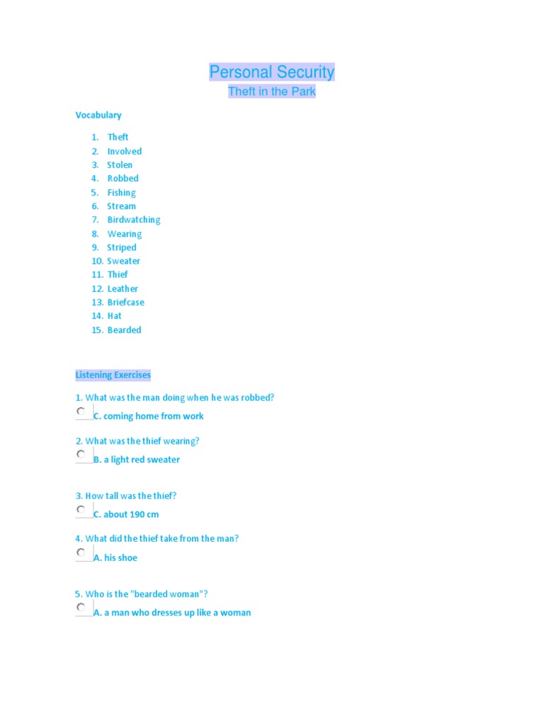 Personal Security | PDF | Dress Codes | Clothing