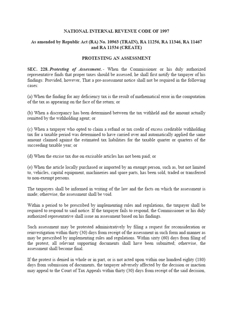 PROTESTING AN ASSESSMENT As Per Tax Code Sec. 228-231 | PDF | Tax ...