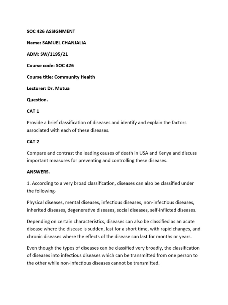 Soc 426 Assignm-Wps Office | PDF | Public Health | Medical Specialties