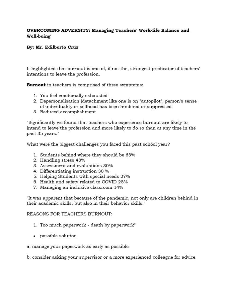 OVERCOMING ADVERSITY - DAY 1 (Lecture - Session 1) | PDF | Professional ...