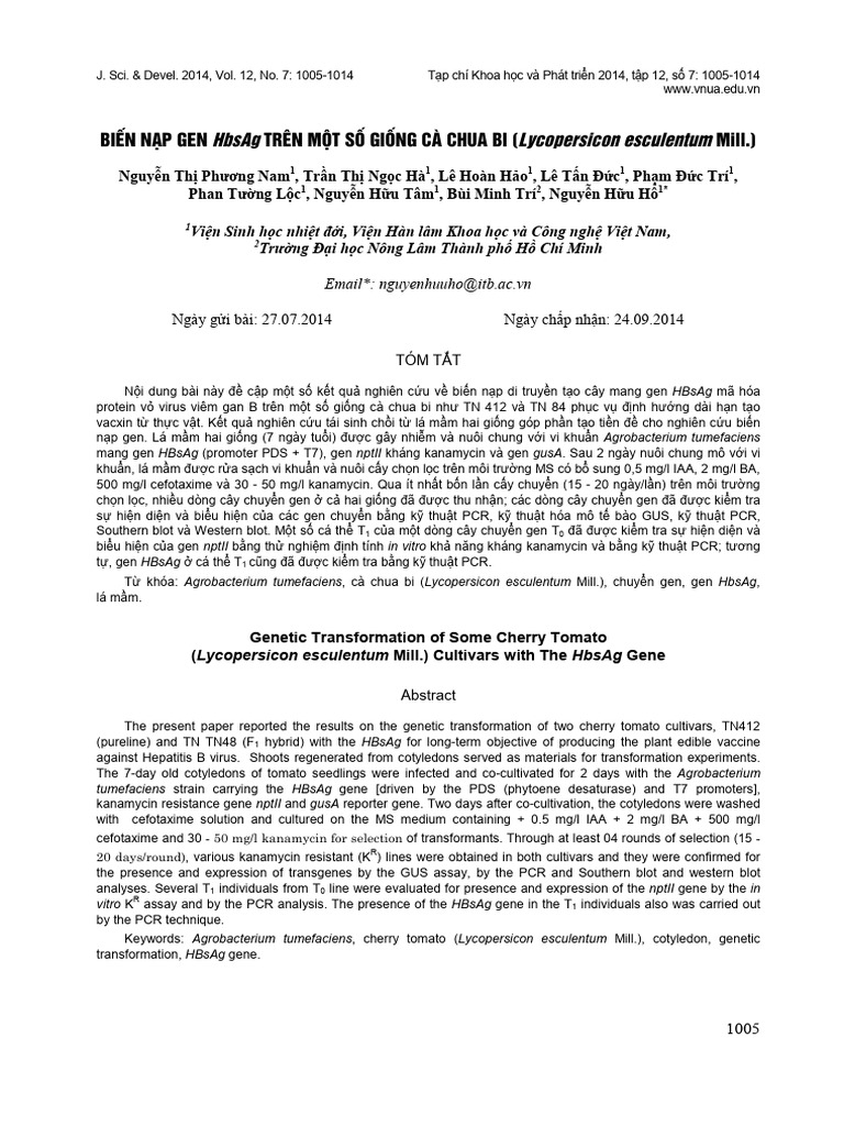 Chuyen Gen Ca Chua Bi 7 | PDF