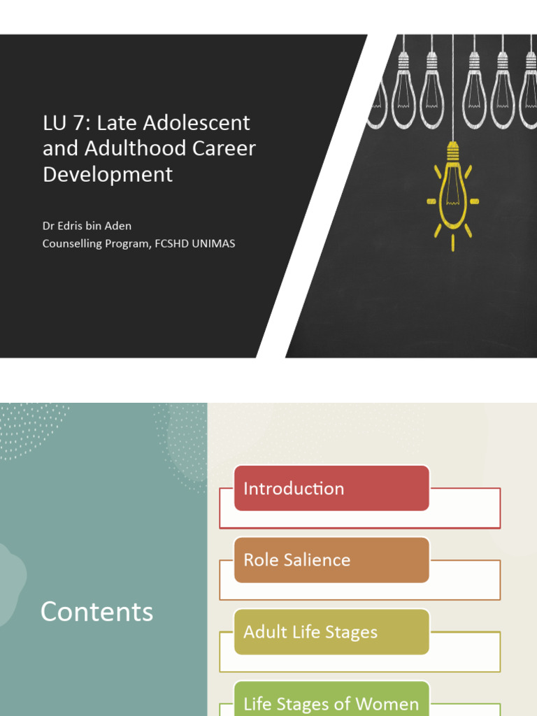 Late Adolescent and Adulthood Career Development | PDF | Adolescence | Motivation