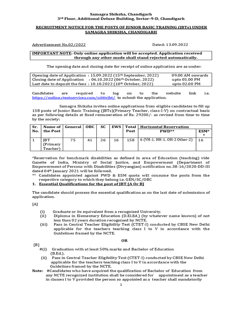 Detailed Advertisement - 1 | PDF