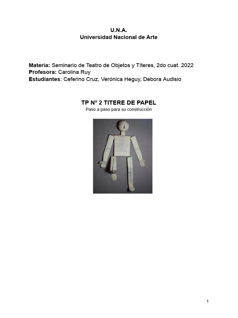 Títere de Papel | PDF | Mano | Pie