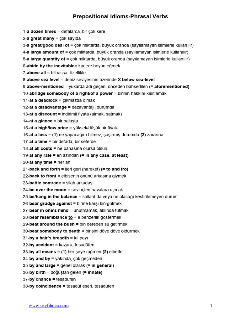 Prepositional Idioms - 2 | PDF
