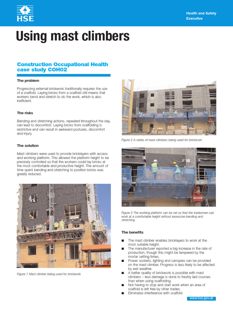 Coh02 Using Mast Climbers | PDF | Occupational Safety And Health | Brick