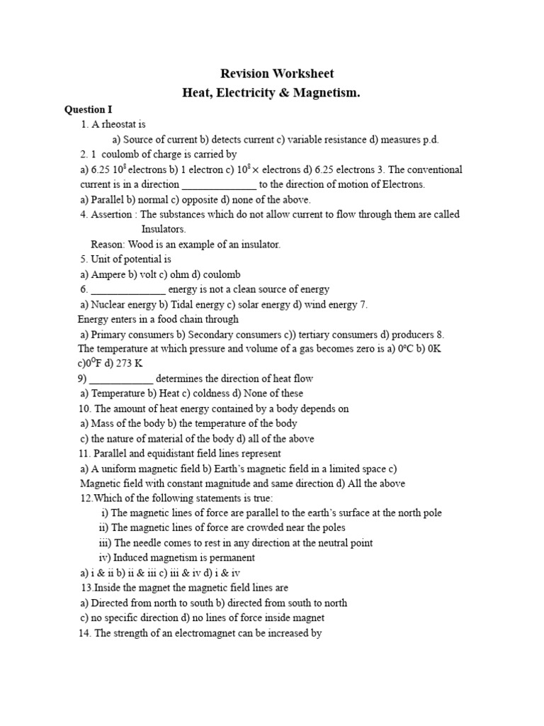 Heat, Electricity & Magnetism Class 9 2024 | PDF | Magnetic Field ...