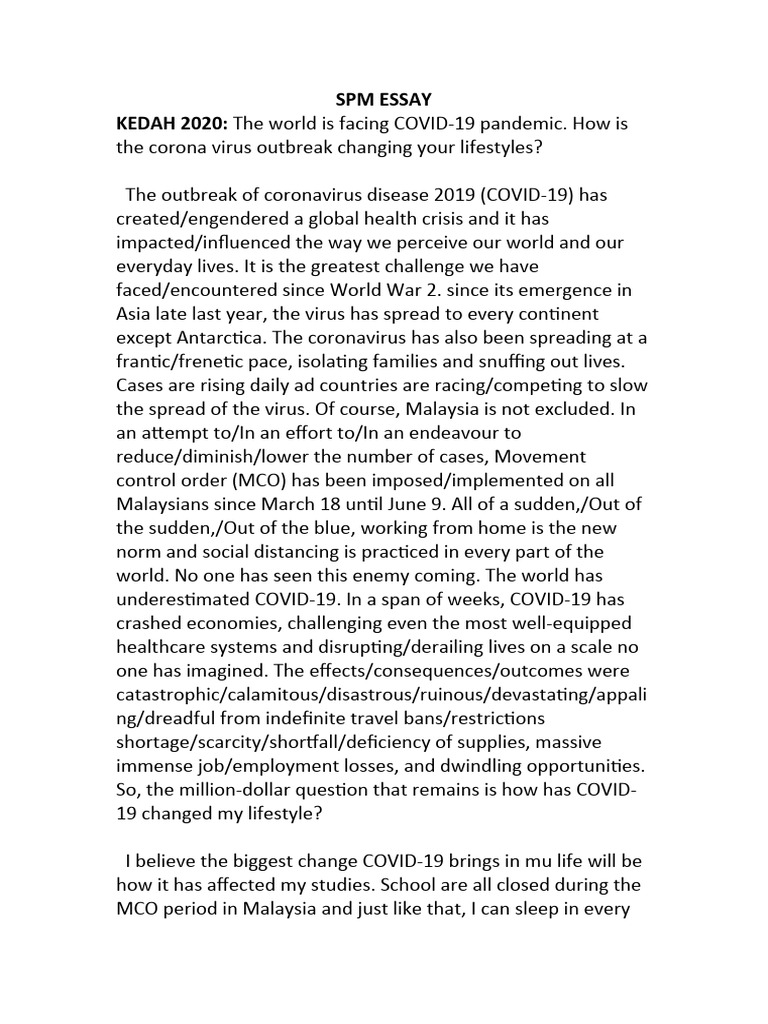 Spm Essay Pandemic Covid-19 | PDF