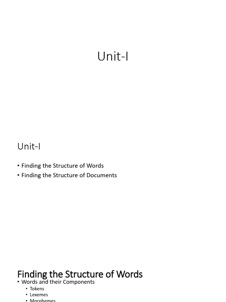 Nlp Unit I 1 Pdf Word Morphology Linguistics