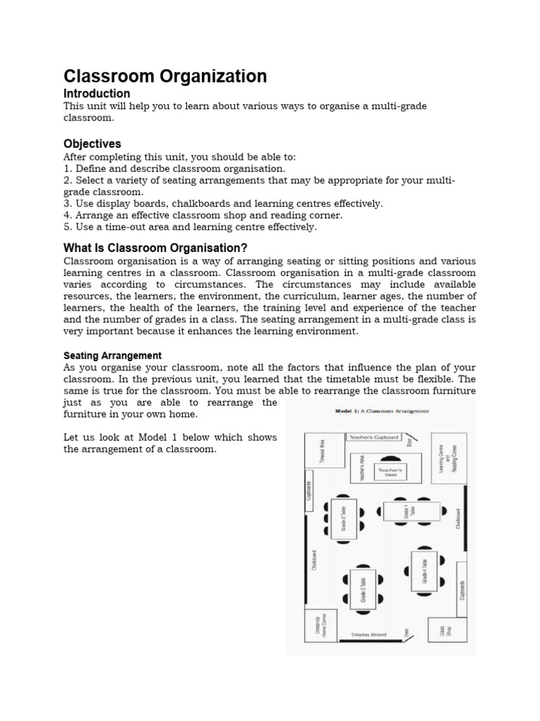 Classroom Organization | PDF | Classroom | Learning