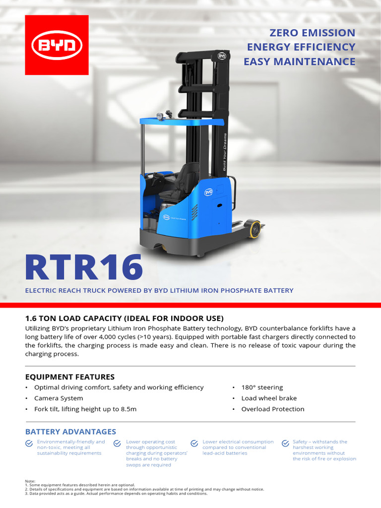 Reach Truck RTR 16 | PDF | Forklift | Axle