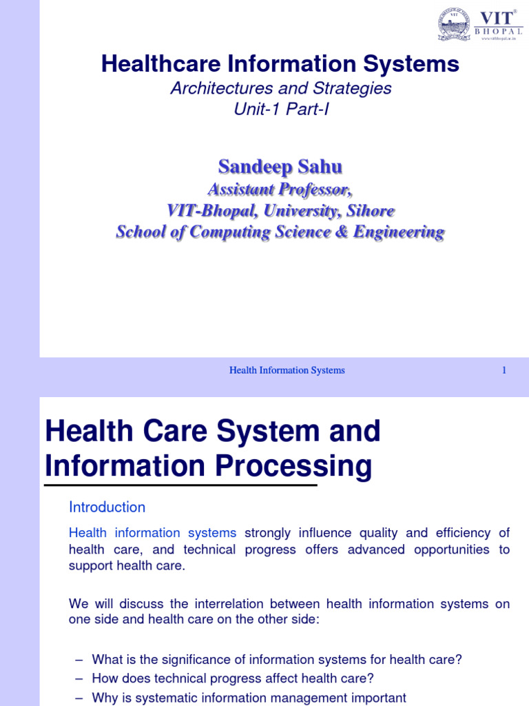 Introduction To The Healthcare Information System Unit-1 Part - I | PDF | Medical Record ...