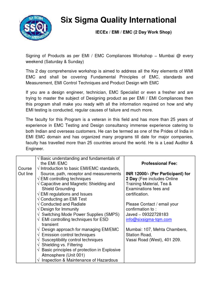 EMI/EMC Compliance Workshop Mumbai | PDF | Electromagnetic ...