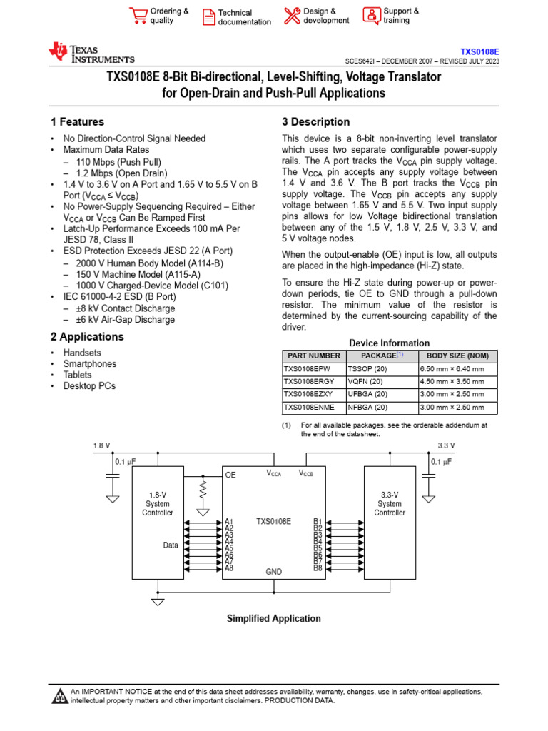 Datasheet Txs0108e | PDF | Electrical Circuits | Electrical Engineering