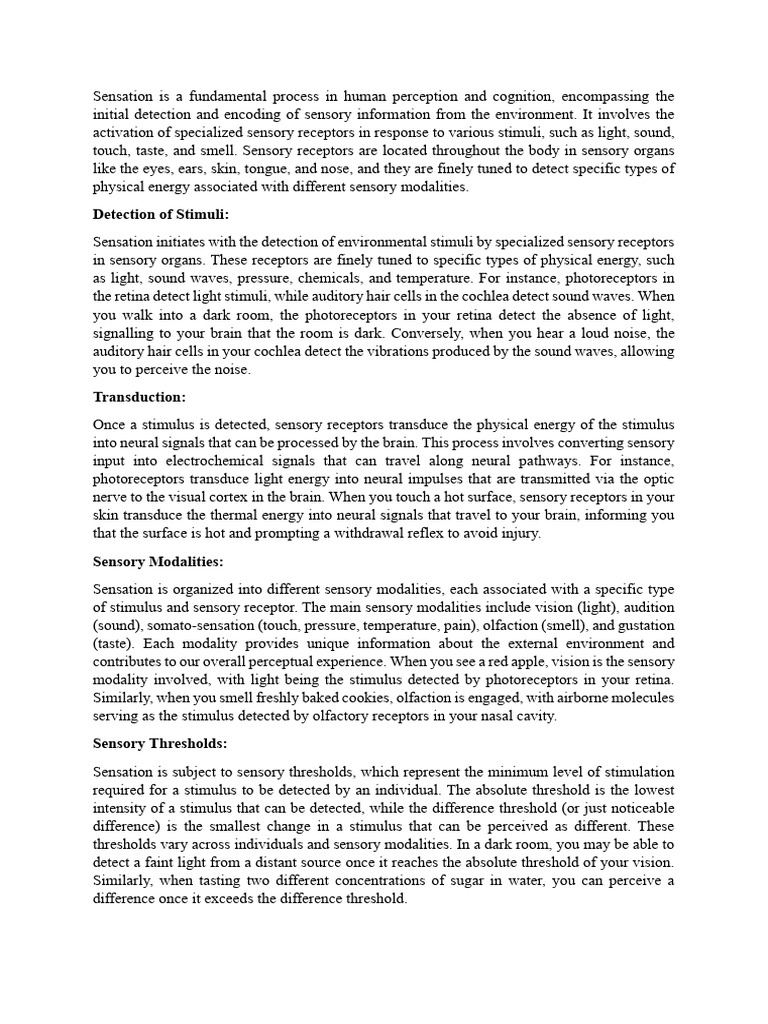 Sensation & Perception 2nd Sem | PDF | Senses | Stimulus (Physiology)