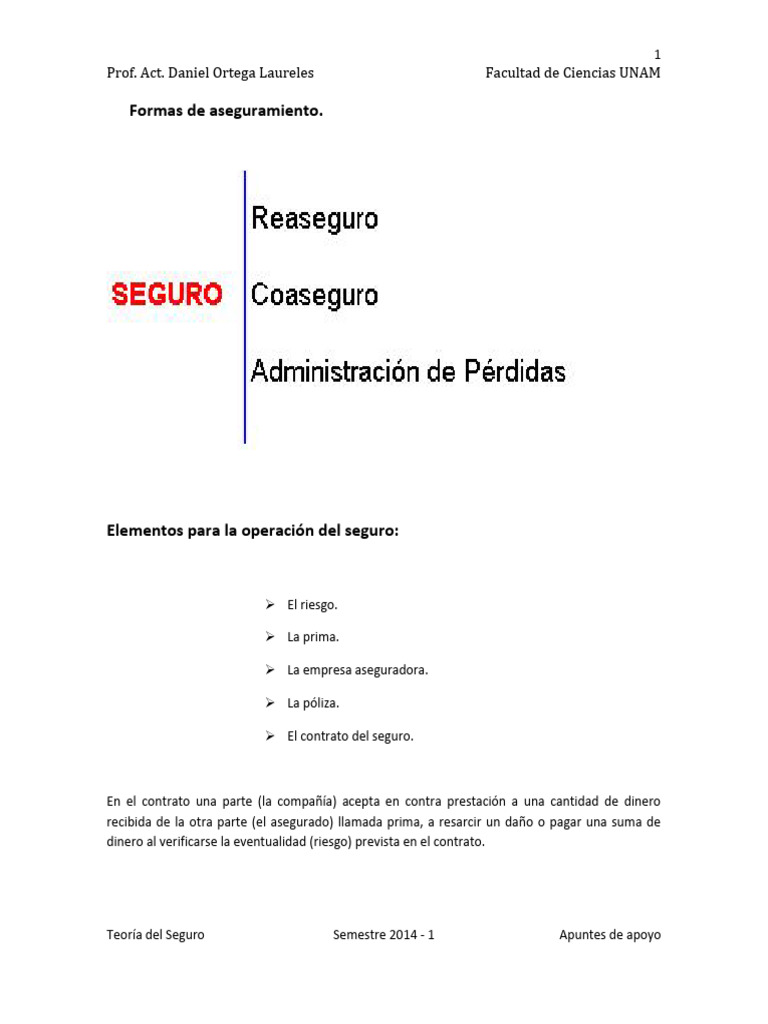 Conceptos basicos del seguro 2do apunte | PDF | Seguro | Póliza de seguros