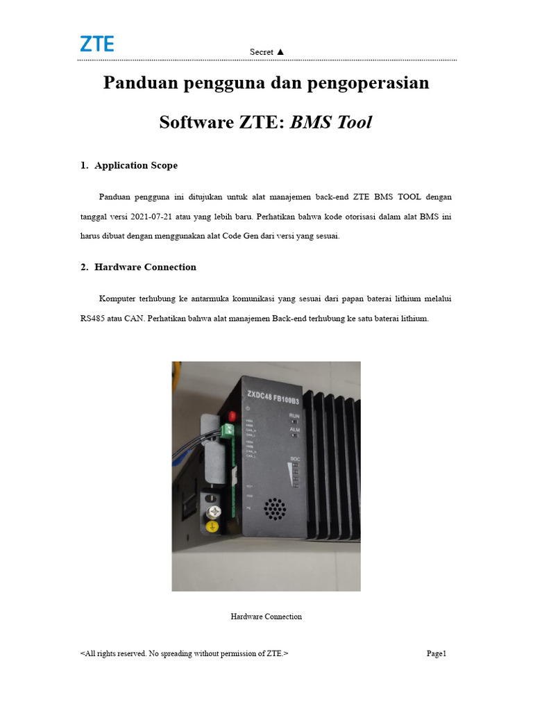 ZTE BMS TOOL Operation User Guide - Indonesia - Updated | PDF