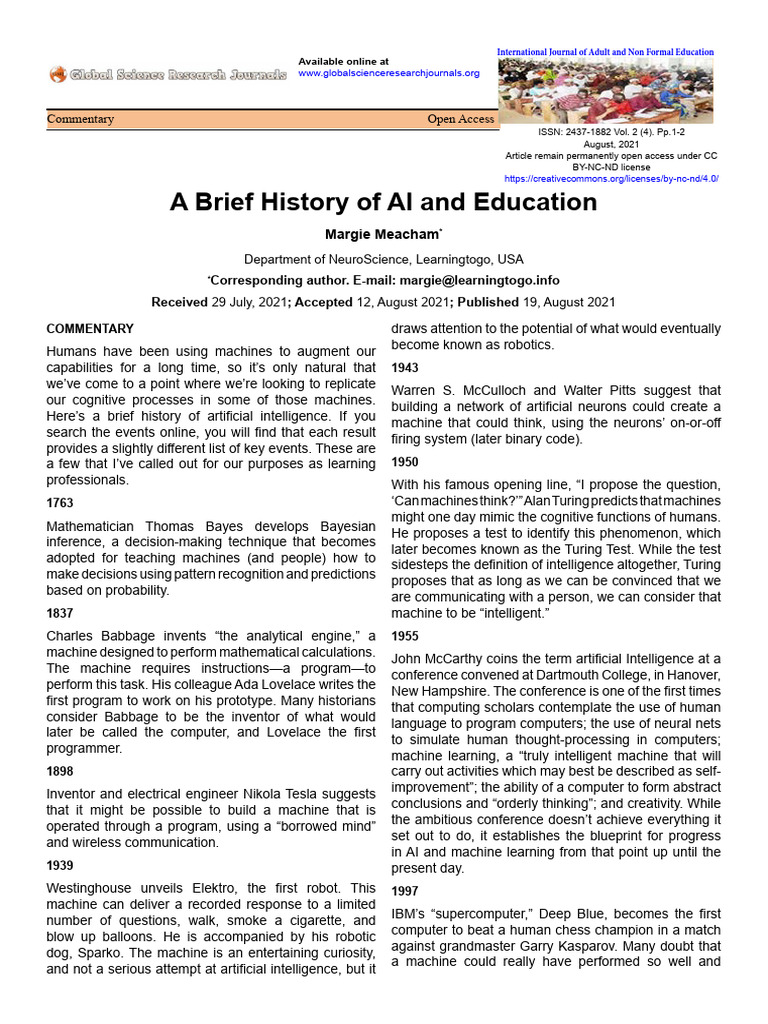 a-brief-history-of-ai-and-education | PDF | Artificial Intelligence ...