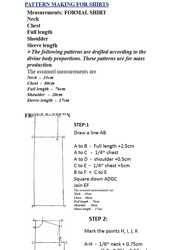 Shirt Pattern Making Guide | PDF