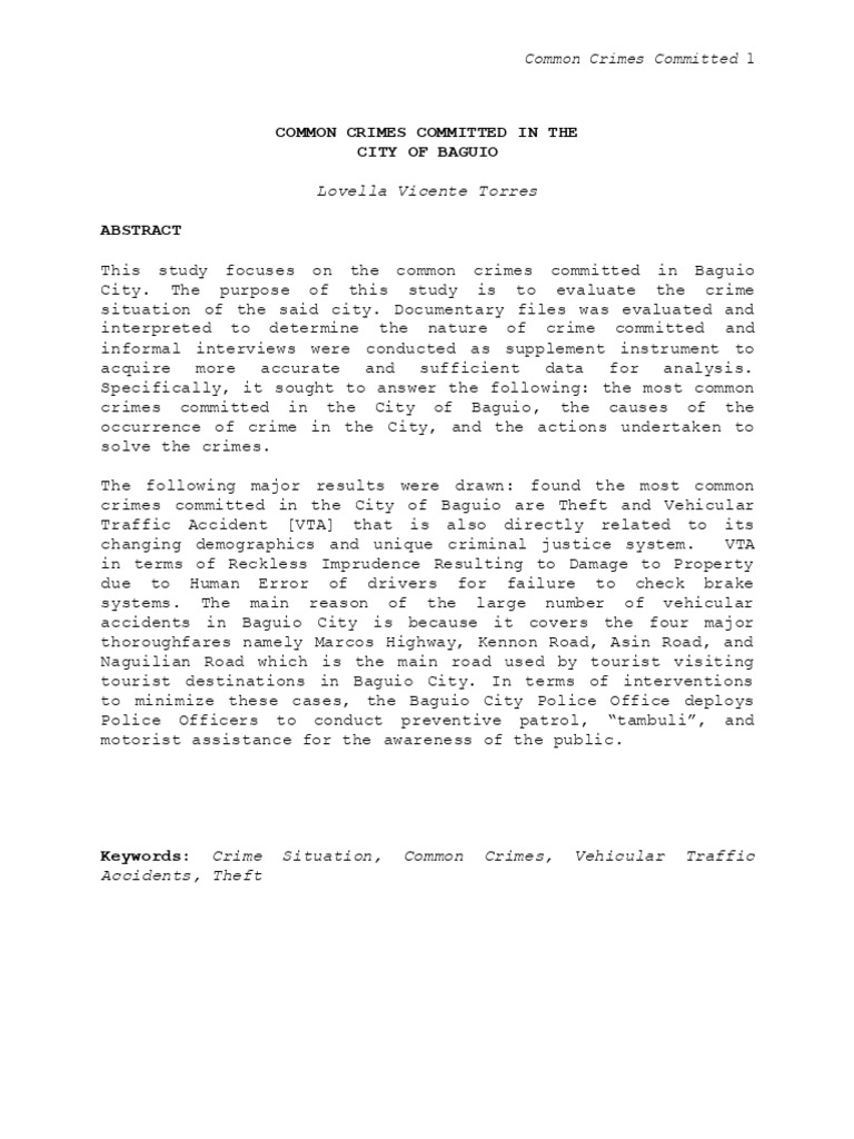 Common Crimes Committed in the City of b | PDF | Crimes | Crime & Violence