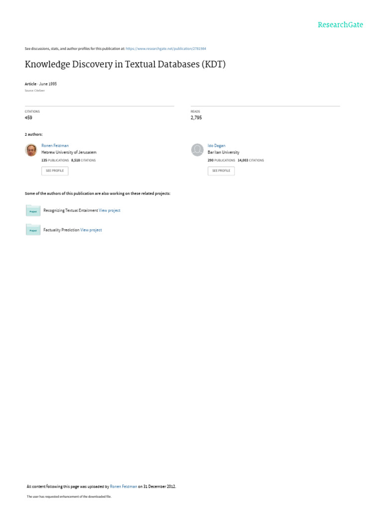 Textual Knowledge Discovery | PDF | Probability Distribution | Data Mining