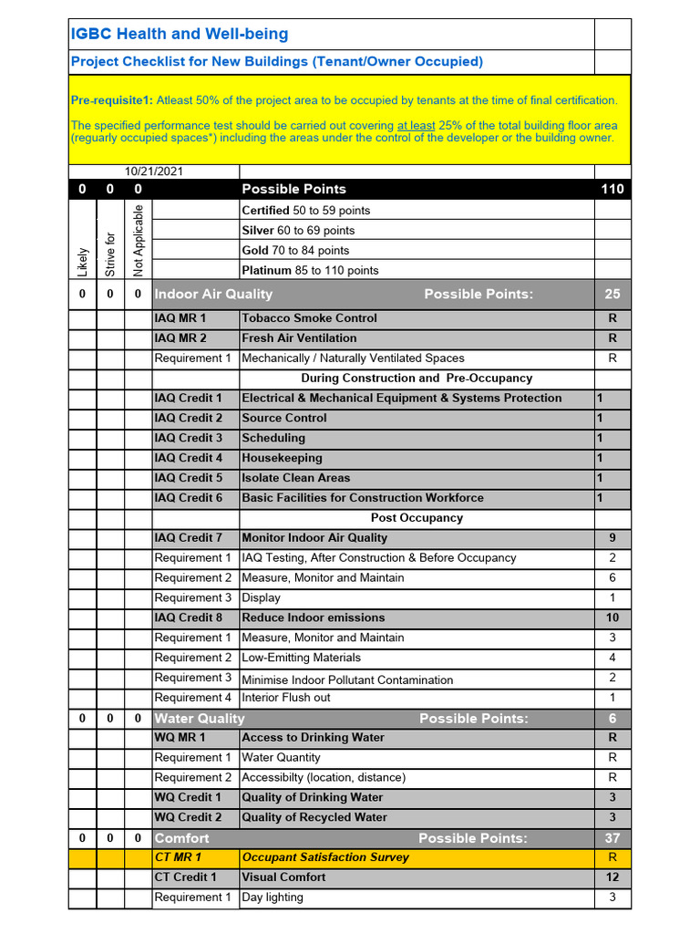 IGBC Checklist for Building Owners | PDF | Ventilation (Architecture ...