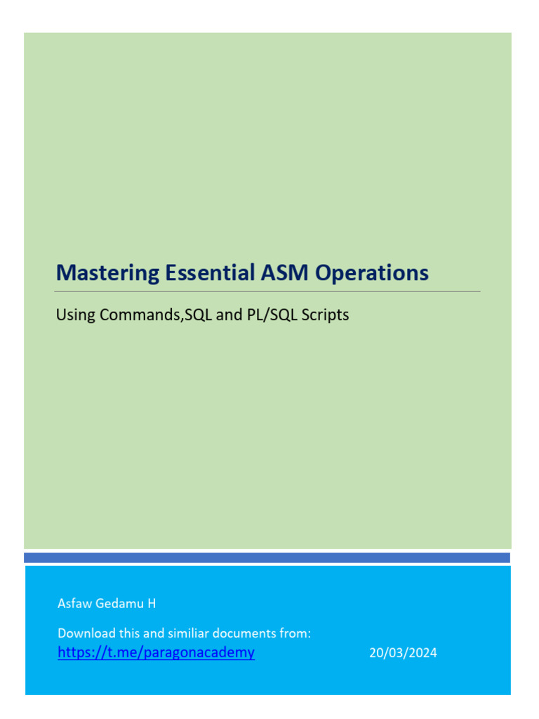 Mastering Essential ASM Operations | PDF | Databases | Password Mastering Essential ASM Operations | PDF | Databases | Password