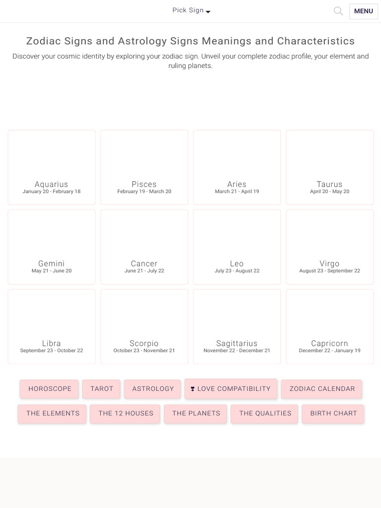 Zodiac Signs and Astrology Signs Meanings and Characteristics ...