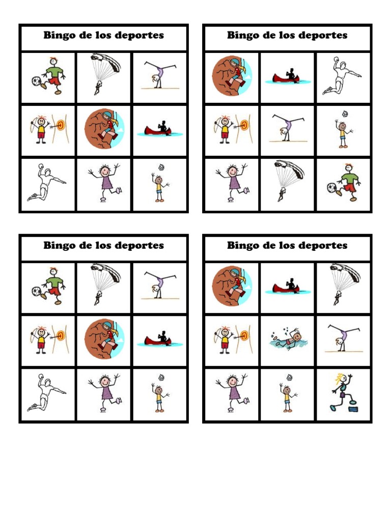 Bingo de Deportes para Imprimir | PDF | Juegos y lotería | Casino y ...
