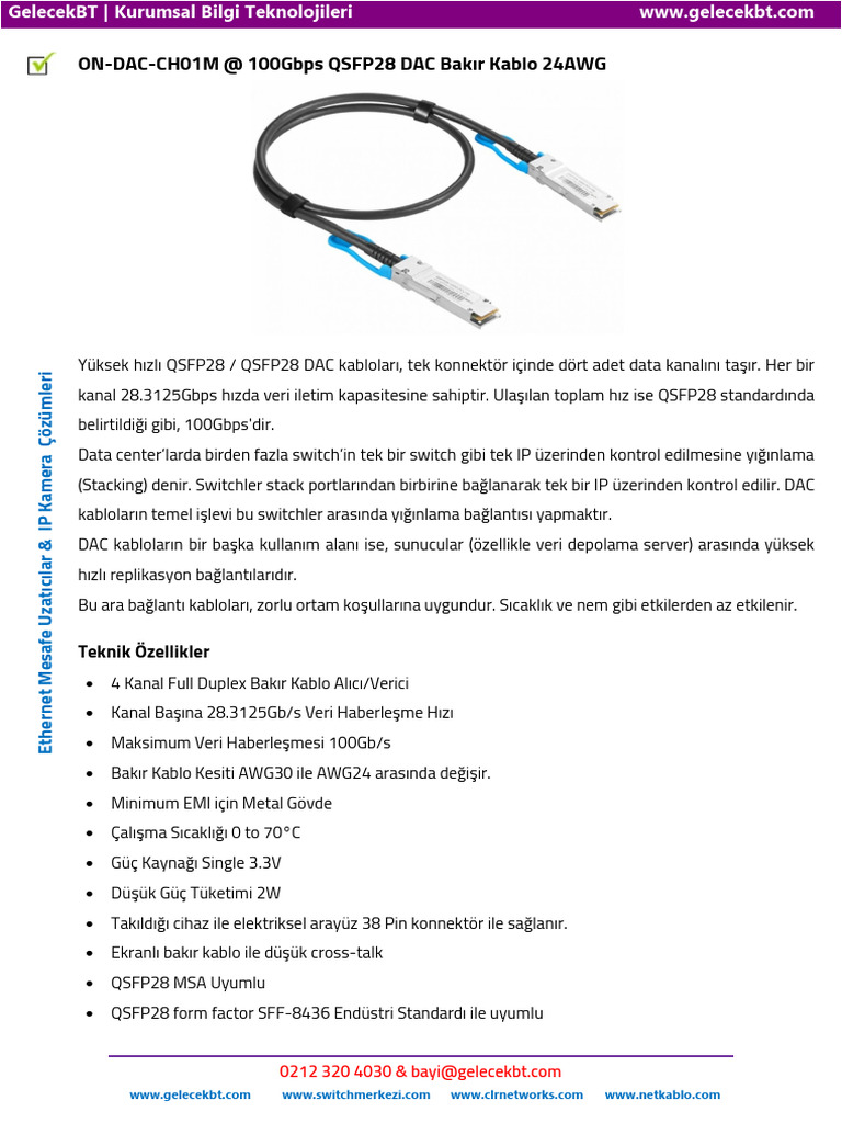 100G DAC Kablo GelecekBT | PDF