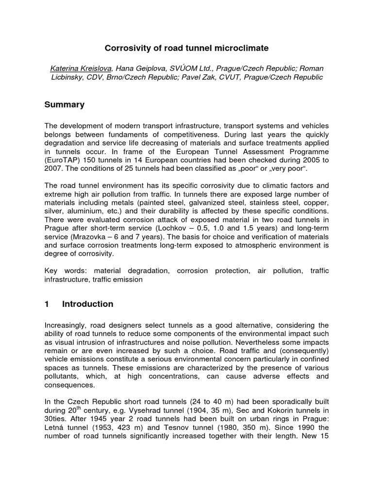 Corrosivity of Road Tunnel Microclimate | PDF | Corrosion | Stainless Steel