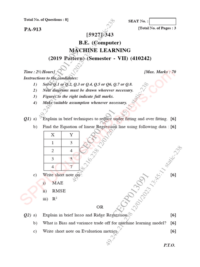 Be - Computer Engineering - Semester 7 - 2022 - November - Machine ...