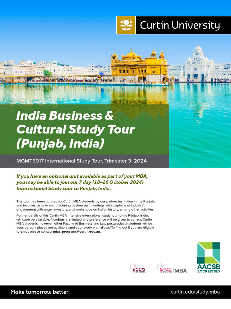 Curtin MBA Punjab Study Tour 2024 | PDF | Punjab | Master Of Business ...