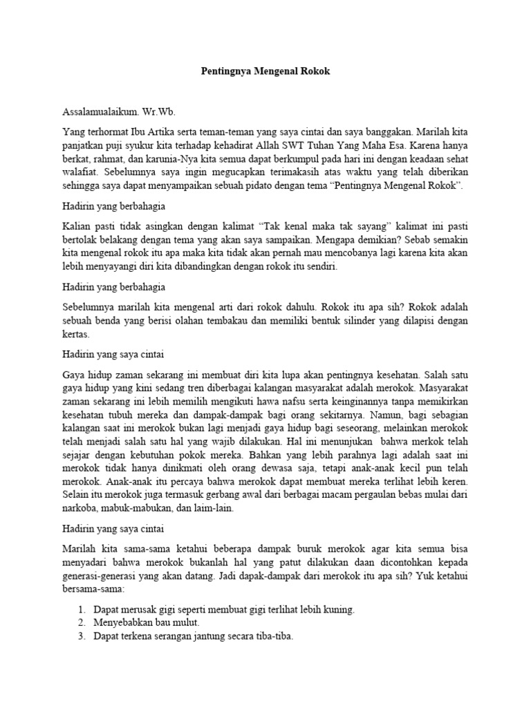 Pentingnya Mengenal Rokok | PDF