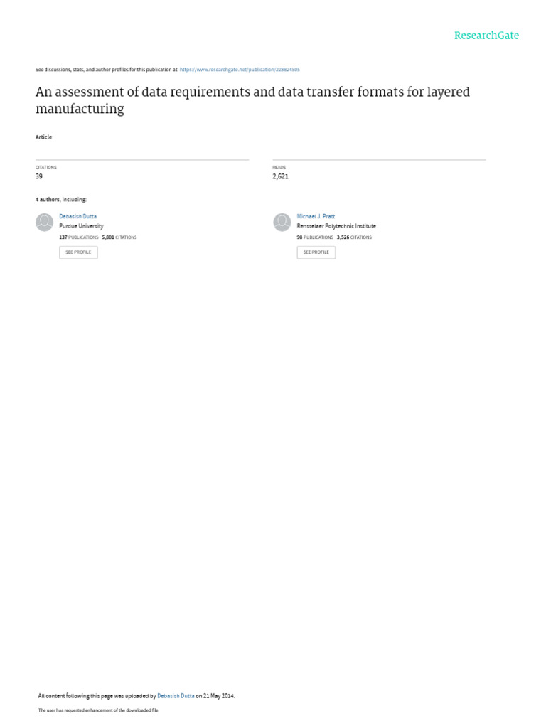 An Assessment of Data Requirements and Data | PDF | 3 D Printing ...